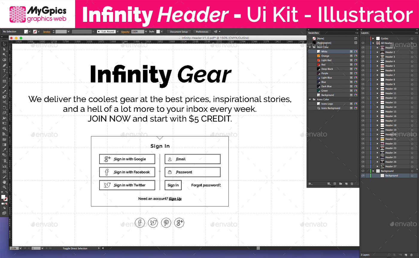 Infinity Header - UI Kit, Web Elements | GraphicRiver